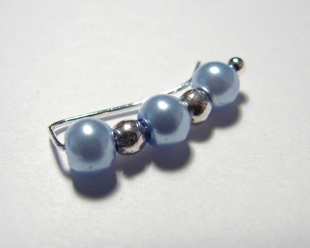 Ear Pins - Baby Blue Glass Pearls And Silver - Pair Earrings - Earring ...